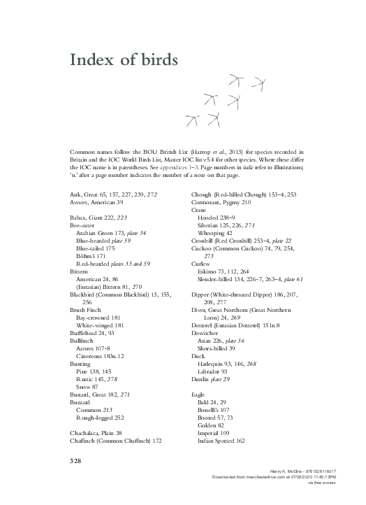(PDF) Index of birds | Henry Mcghie - Academia.edu