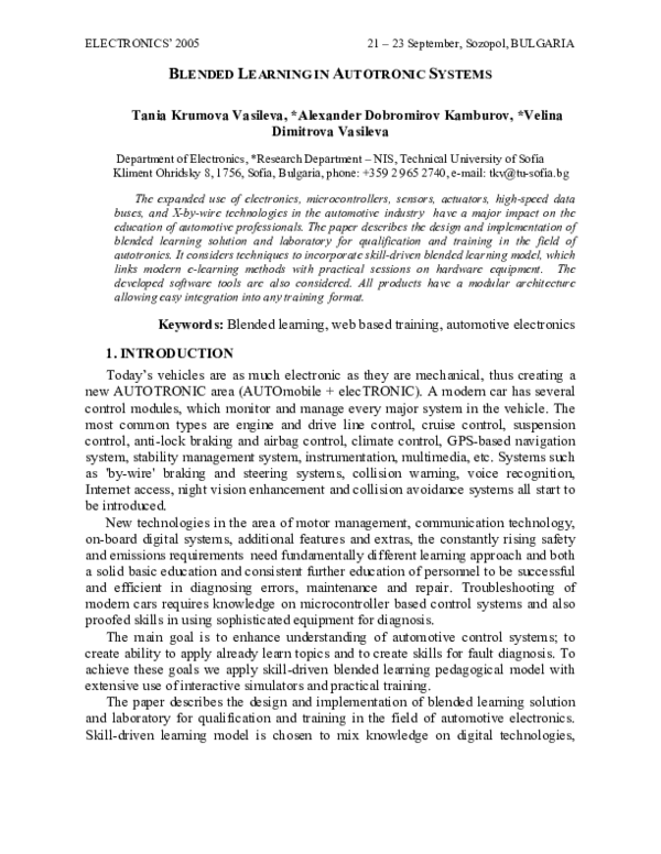 (PDF) Blended Learning in Autotronic Systems