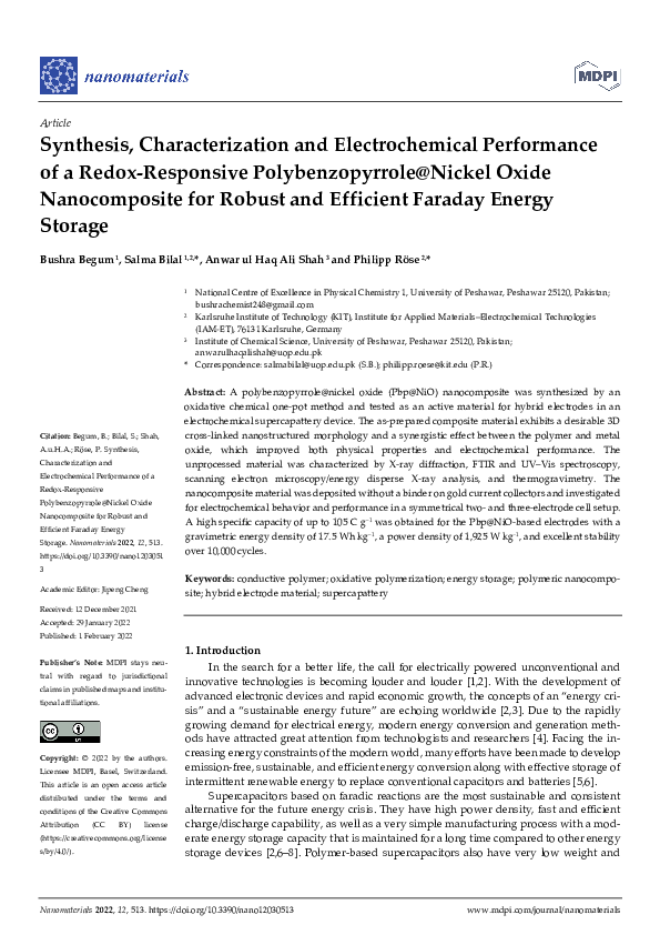 (PDF) Synthesis, Characterization and Electrochemical Performance of a Redox-Responsive ...