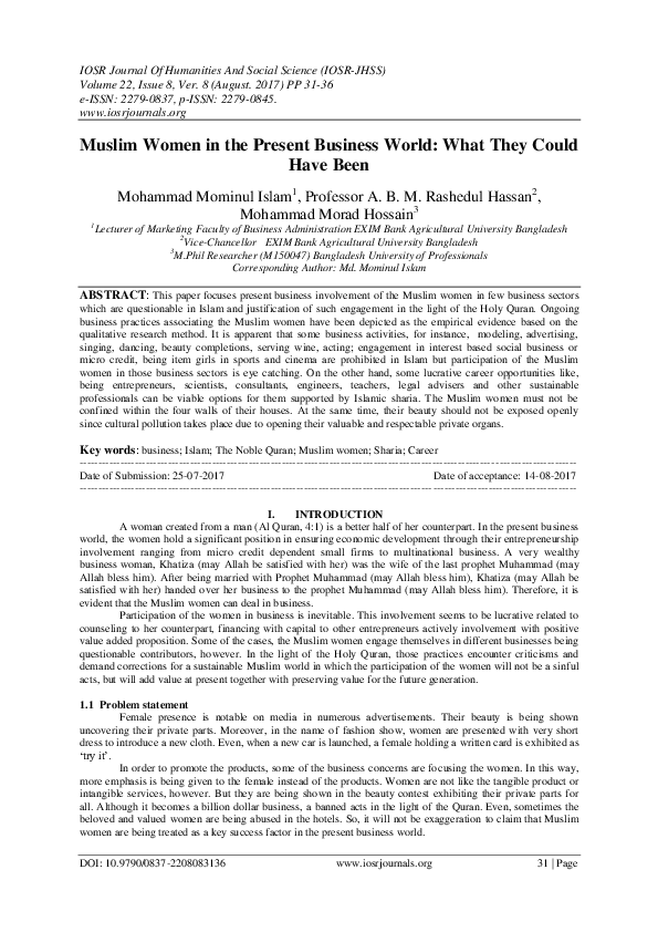 (PDF) Muslim Women in the Present Business World: What They Could Have Been
