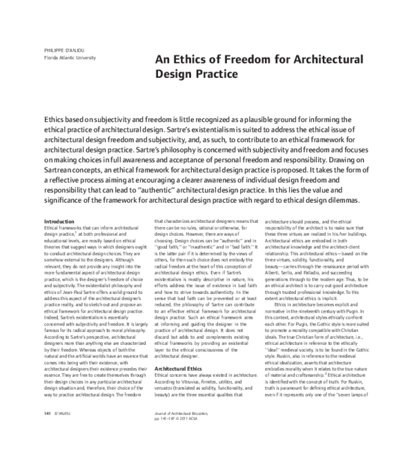 (PDF) An Ethics of Freedom for Architectural Design Practice