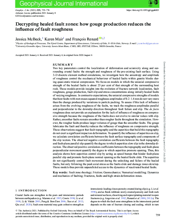 (PDF) Decrypting healed fault zones: how gouge production reduces the ...