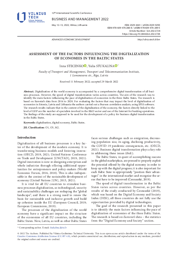 (PDF) Assessment of the Factors Influencing the Digitalization of ...