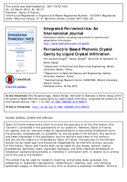 (PDF) Ferroelectric Based Photonic Crystal Cavity by Liquid Crystal Infiltration