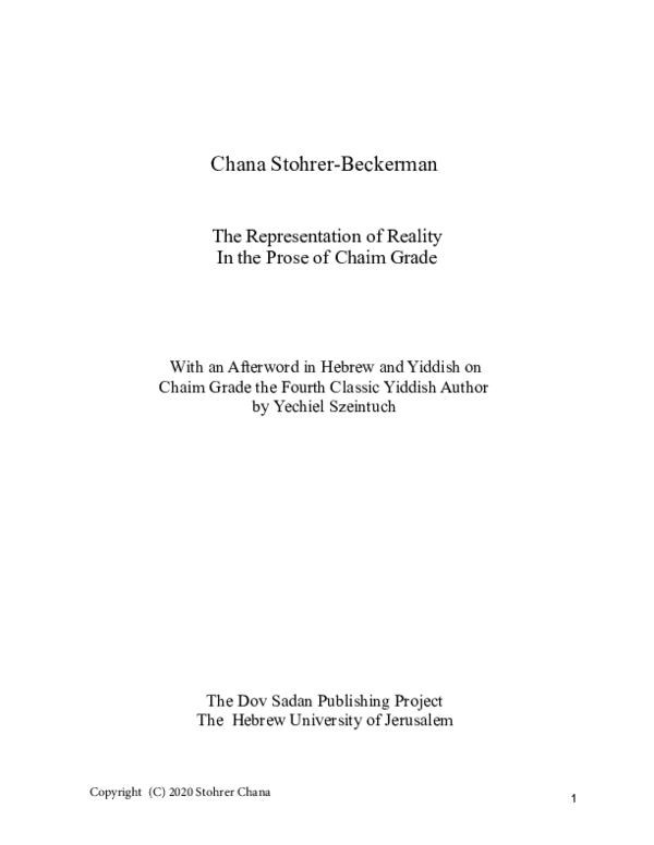 (PDF) Existence and its Reflection in Prose works of Chaim Grade ...