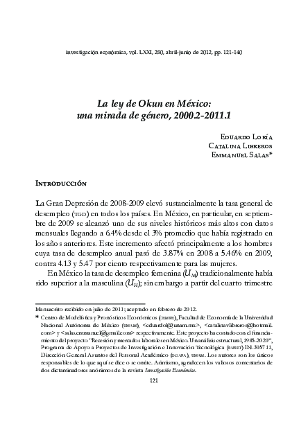 (PDF) La Ley De Okun en México: Una Mirada De Género, 2000.2-2011.1