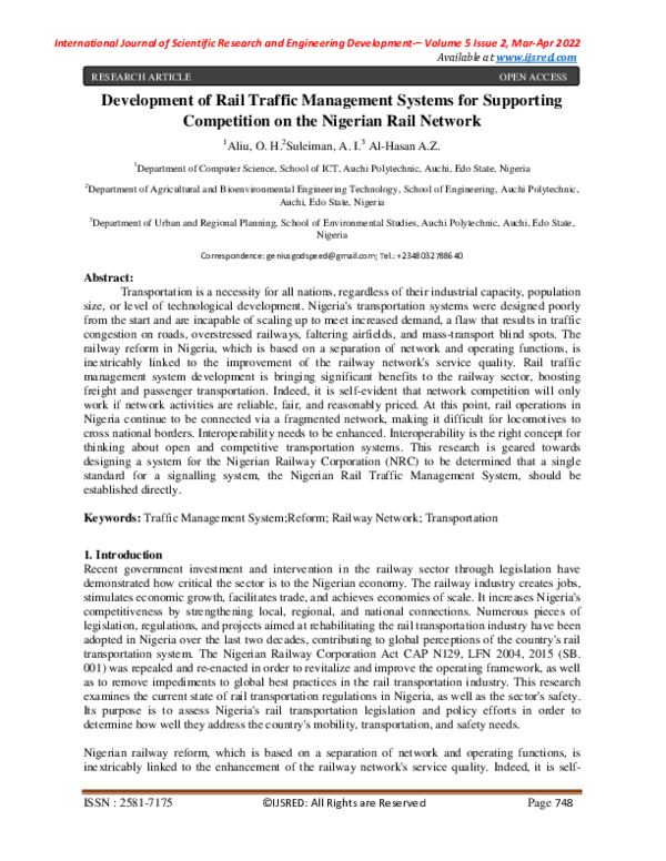 (PDF) Development of Rail Traffic Management Systems for Supporting ...