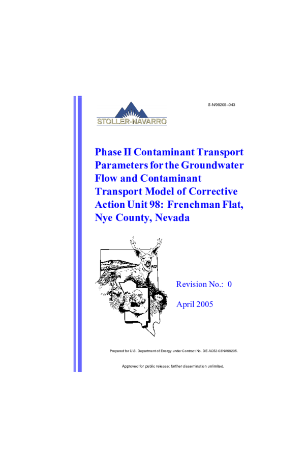 (PDF) Phase II Contaminant Transport Parameters for the Groundwater ...