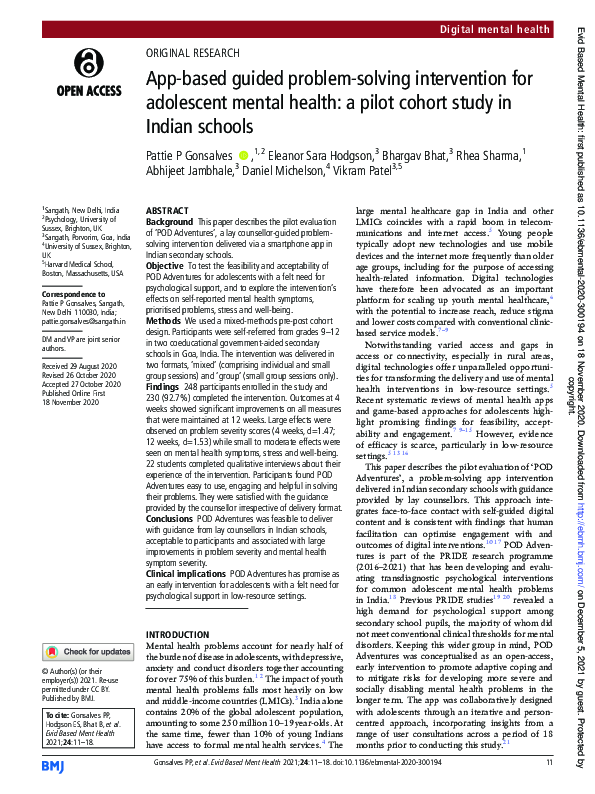 (PDF) App-based guided problem-solving intervention for adolescent ...