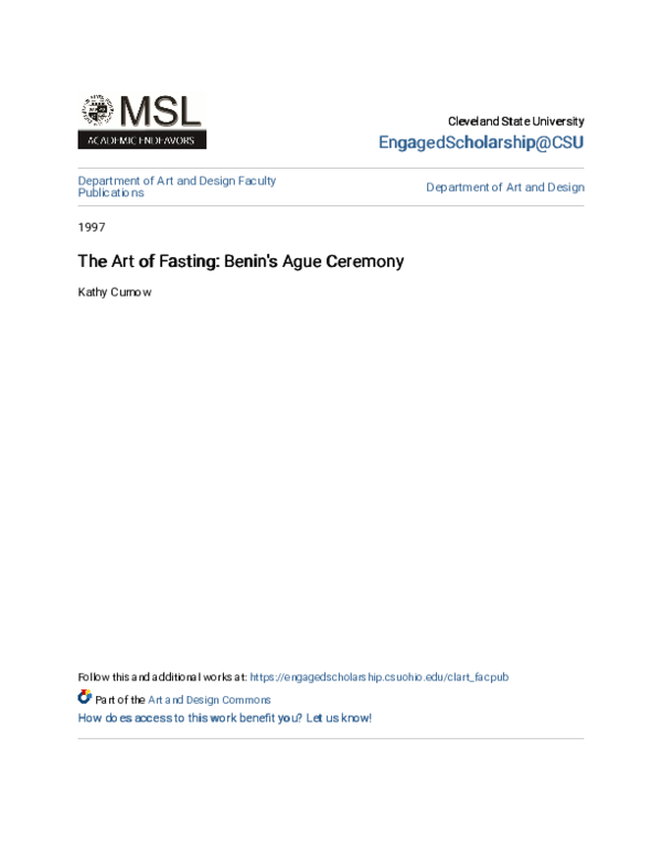 (PDF) The Art of Fasting: Benin\\u27s Ague Ceremony