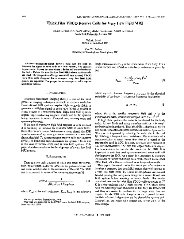 (PDF) Thick film YBCO receive coils for very low field MRI