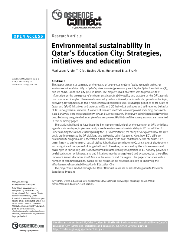 (PDF) Environmental sustainability in Qatar's Education City ...