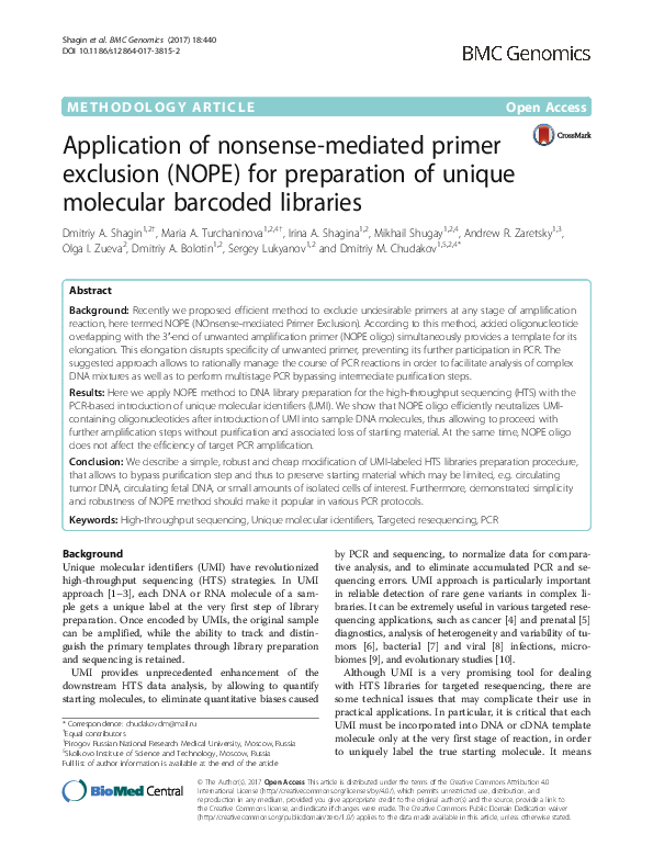 (PDF) Application of nonsense-mediated primer exclusion (NOPE) for ...