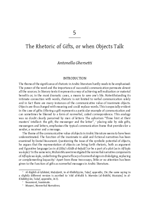 (PDF) The rhetoric of gifts, or when objects talk