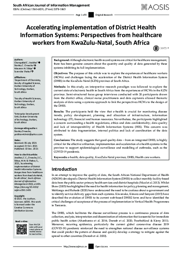 (PDF) Accelerating implementation of District Health Information ...