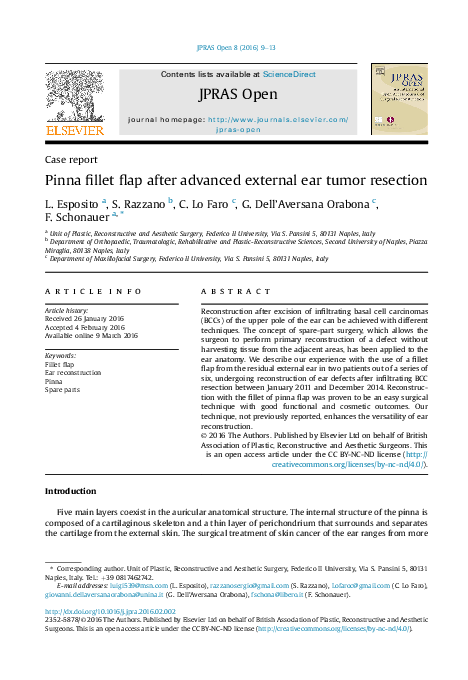 (PDF) Pinna fillet flap after advanced external ear tumor resection