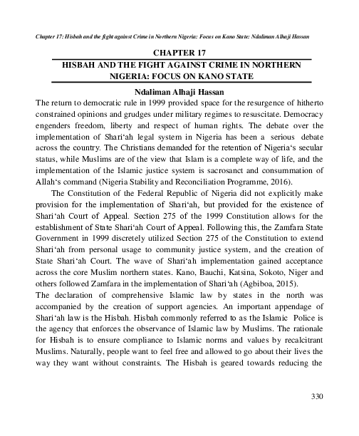(PDF) CHAPTER 17 HISBAH AND THE FIGHT AGAINST CRIME IN NORTHERN NIGERIA ...