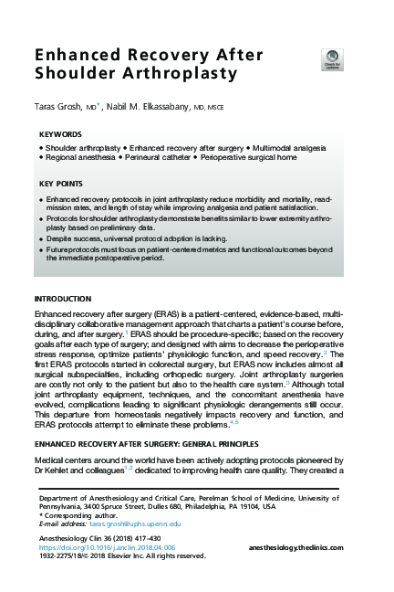 (PDF) Enhanced Recovery After Shoulder Arthroplasty