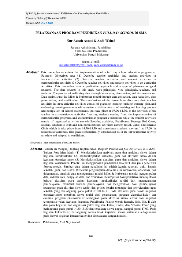 (PDF) Pelaksanaan Program Pendidikan Full Day School DI Sma | Andi Wahed, S.Pd, M.Pd. UNM ...