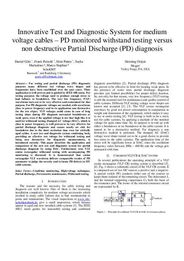 (PDF) Innovative testing and diagnostic system for medium voltage ...