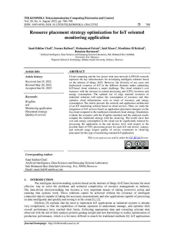 (PDF) Resource placement strategy optimization for IoT oriented monitoring application