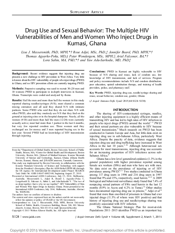(PDF) Drug Use and Sexual Behavior