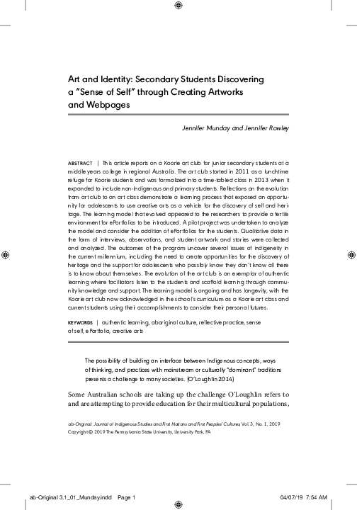 (PDF) Art and Identity: Secondary Students Discovering a “Sense of Self ...