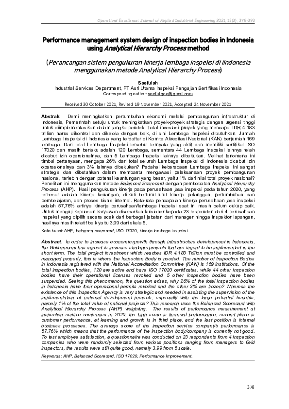 (PDF) Performance Management System Design of Inspection Bodies in Indonesia
