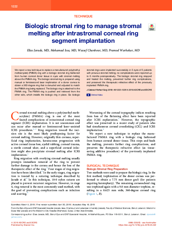 (PDF) Biologic stromal ring to manage stromal melting after ...