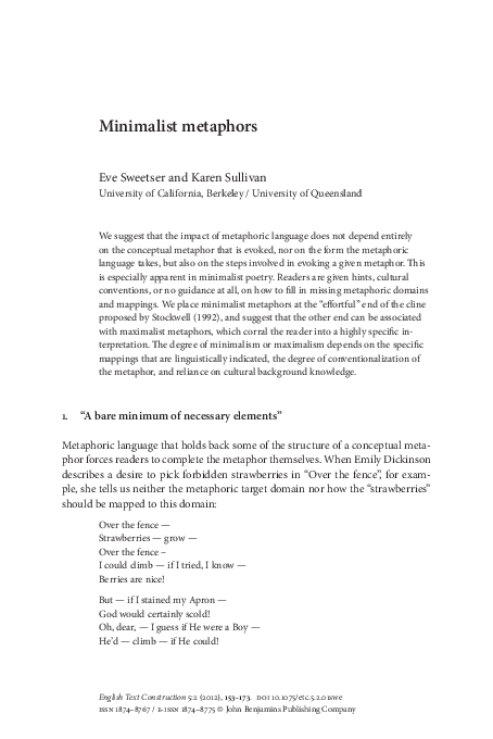 (PDF) Minimalist metaphors
