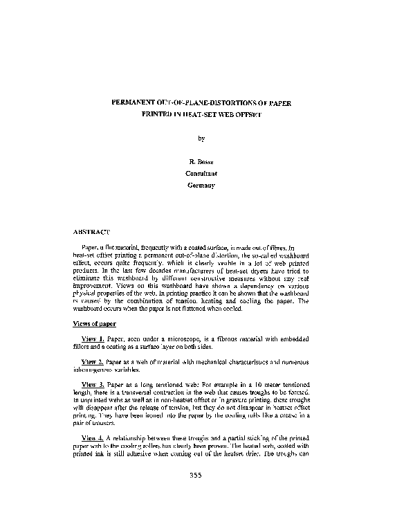 Permanent Out of Plane Distortions of Paper Printed in Heat Set Web Offset