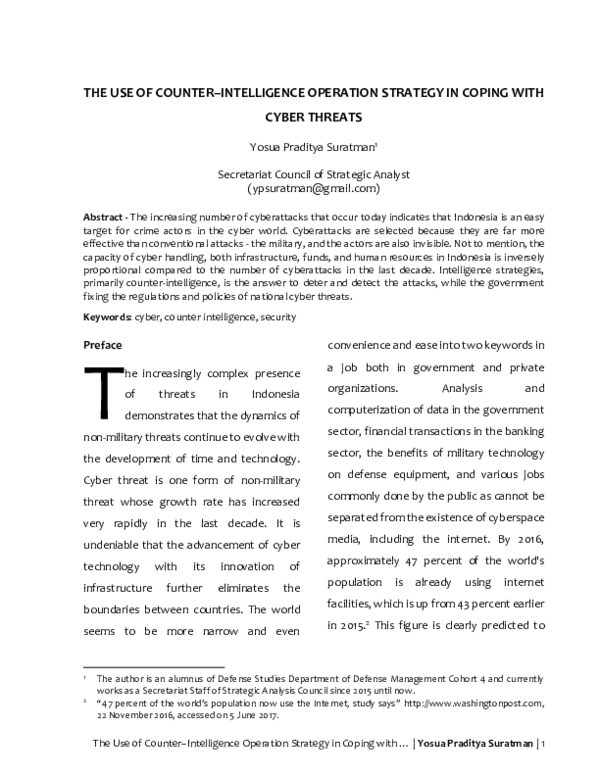 (PDF) The Use of Counter–Intelligence Operation Strategy in Coping with ...