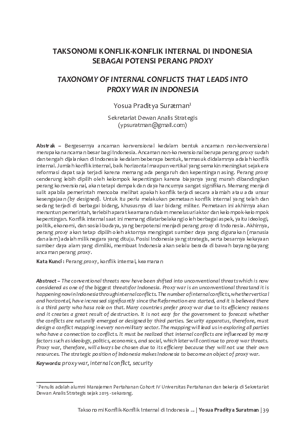 (PDF) Taksonomi Konflik-Konflik Internal DI Indonesia Sebagai Potensi ...