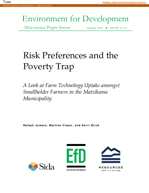 (PDF) Risk Preferences and the Poverty Trap: A Look at Farm Technology ...