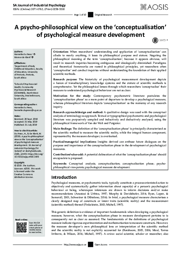 (PDF) A psycho-philosophical view on the ‘conceptualisation’ of ...