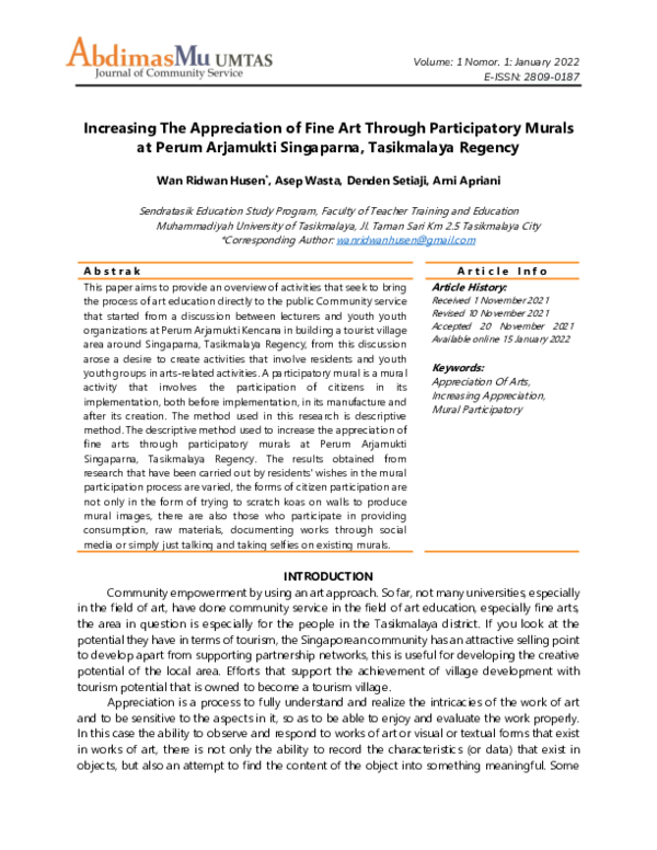 (PDF) Increasing The Appreciation Of Fine Art Through Participatory ...