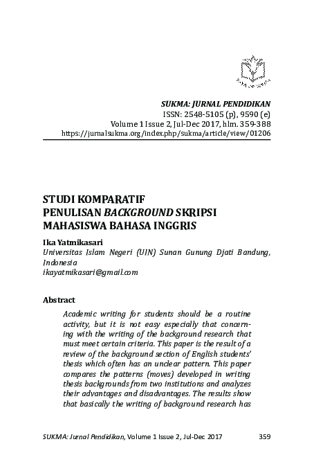 (PDF) STUDI KOMPARATIF PENULISAN BACKGROUND SKRIPSI MAHASISWA BAHASA ...