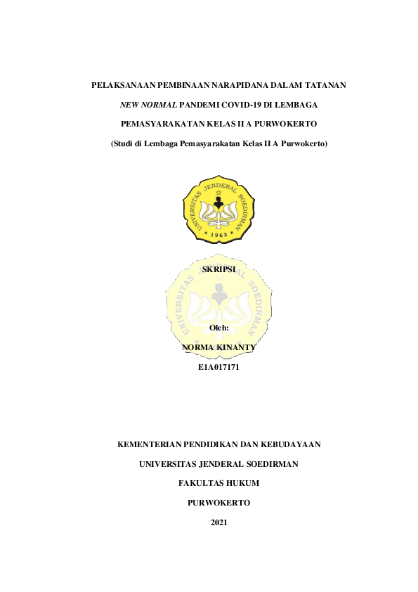 (PDF) Pelaksanaan Pembinaan Narapidana dalam Tatanan New Normal Pandemi Covid-19 di Lembaga ...