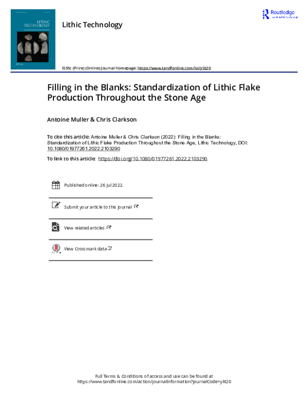 (PDF) Filling in the Blanks: Standardization of Lithic Flake Production ...