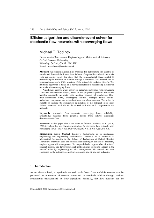 Pdf Efficient Algorithm And Discrete Event Solver For Stochastic Flow