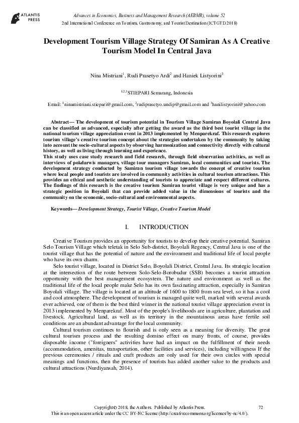 (PDF) Development Tourism Village Strategy Of Samiran As A Creative ...