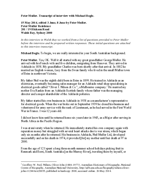 (PDF) Peter Muller, architect, Interview 15 May 2014