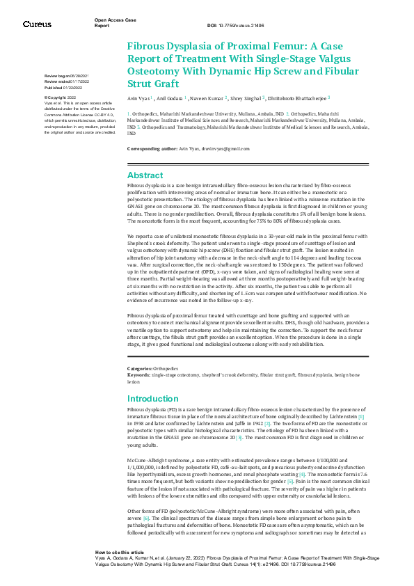 (PDF) Fibrous Dysplasia of Proximal Femur: A Case Report of Treatment ...