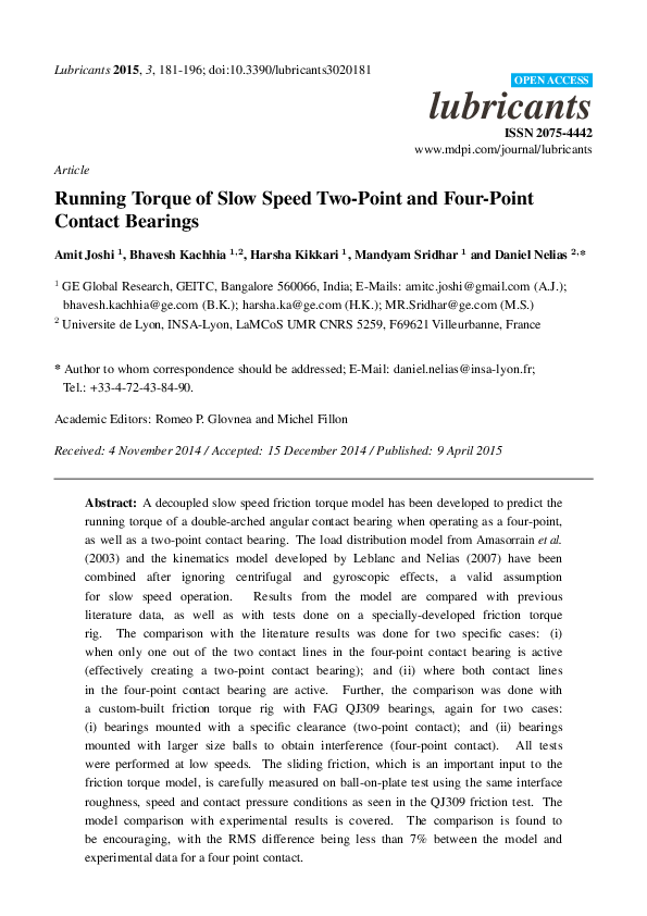 (PDF) Running Torque of Slow Speed Two-Point and Four-Point Contact ...