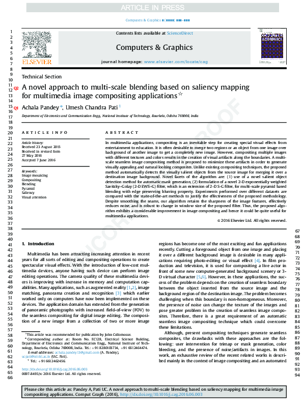Pdf A Novel Approach To Multi Scale Blending Based On Saliency