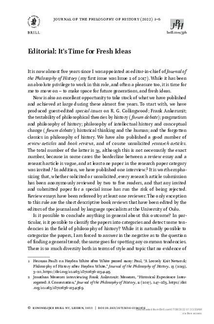 (PDF) Editorial: It’s Time for Fresh Ideas