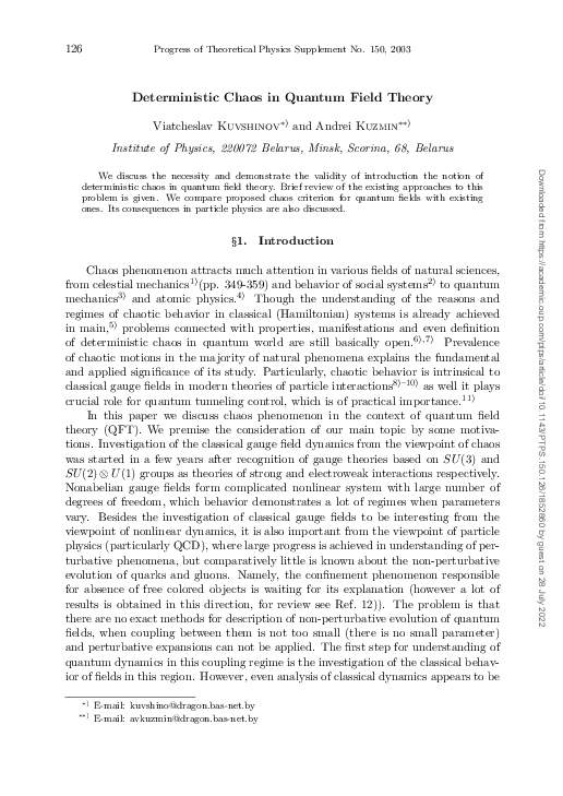 (PDF) Deterministic Chaos in Quantum Field Theory