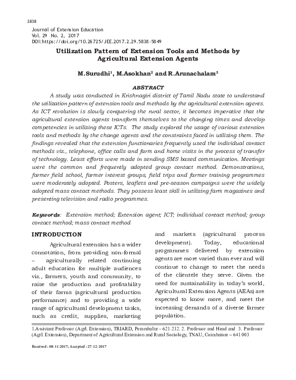 (PDF) Utilization Pattern of Extension Tools and Methods by ...
