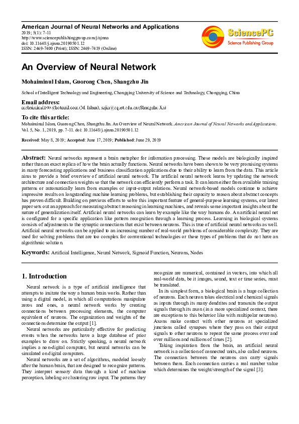 (PDF) An Overview of Neural Network