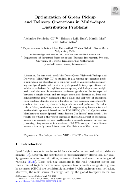 (PDF) Optimization of Green Pickup and Delivery Operations in Multi ...